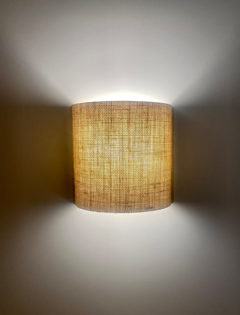 Raffia Wall Lamp. Oak Wall Lamp. Wooden Wall Lamp. Fabric Wall - Etsy