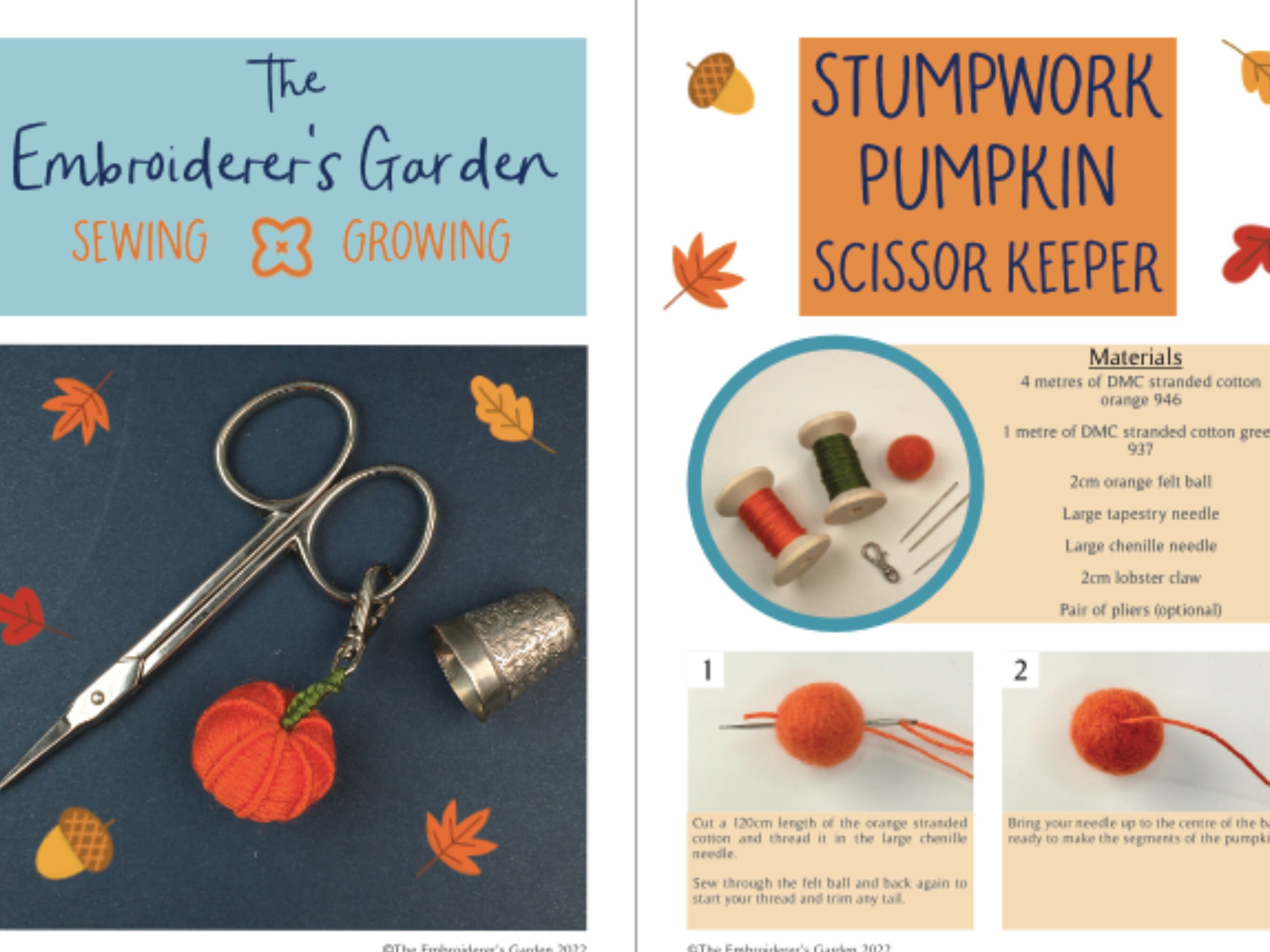 Stumpwork Pumpkin Embroidery Pattern, PDF Digital Download, Scissor ...