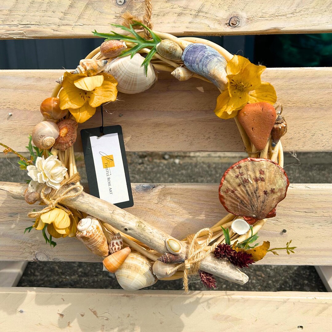 Seashell Driftwood Wreath: Coastal Beach Home Decor, 30cm - Etsy