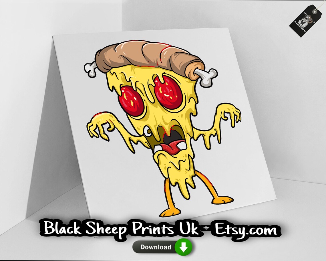Zombie Pizza Art Print Pizza Slice Printable Creepy Pizza - Etsy