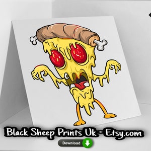 Zombie Pizza Art Print Pizza Slice Printable Creepy Pizza - Etsy
