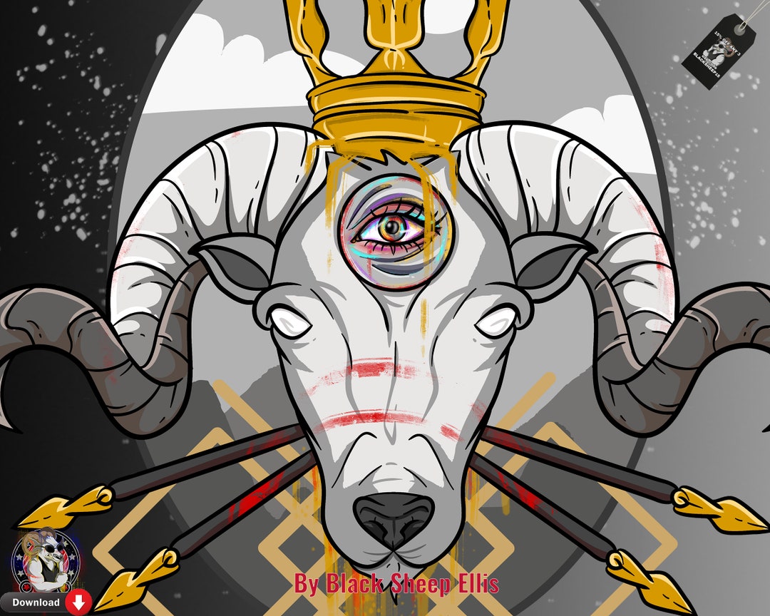 Printable Devil Clip Art Trippy Goat Print Poster/Clipart/Decal Sticker ...