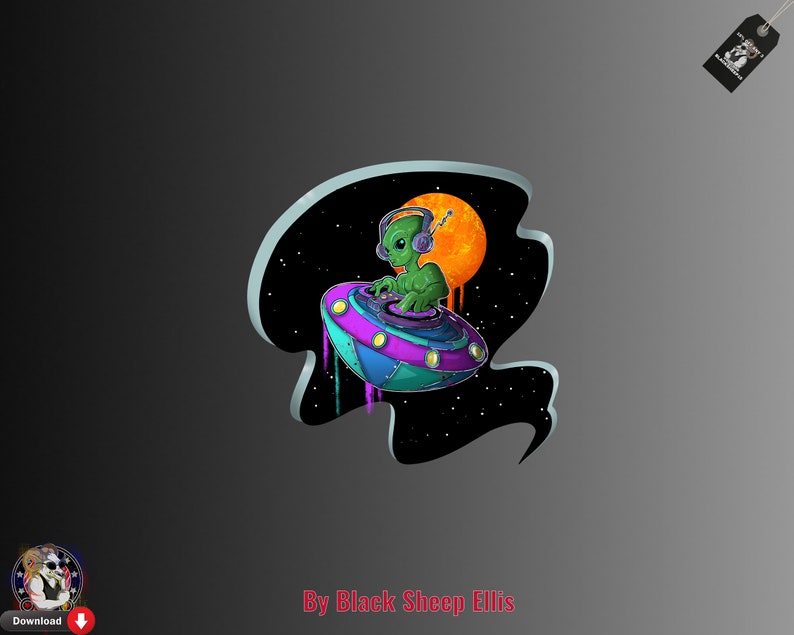 Dj Alien Graffiti Png Ufo Printable Space Music Alien Dj Print, Cute ...