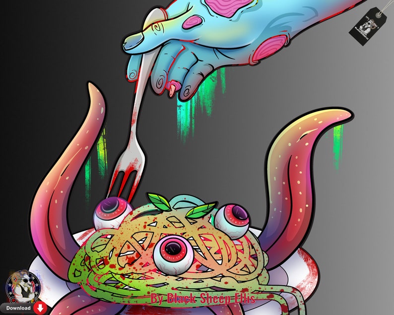 Noodle Png Zombie Art Print Poster Horror Food Scary Noodles Png Ramen ...
