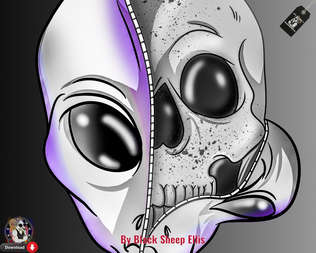 Alien Png Skull Printable, Skeleton Space Poster, Gothic Astronaut Wall ...