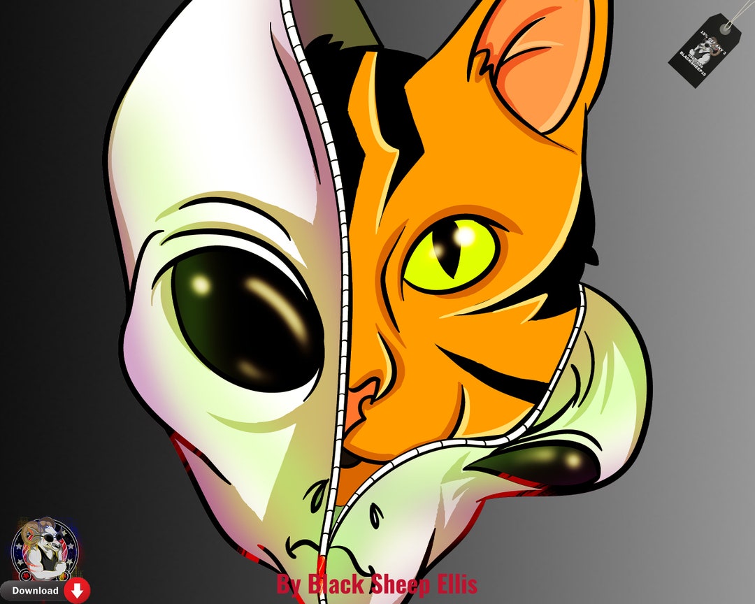 Printable Cat Clip Art Alien Print Poster/clipart/decal - Etsy