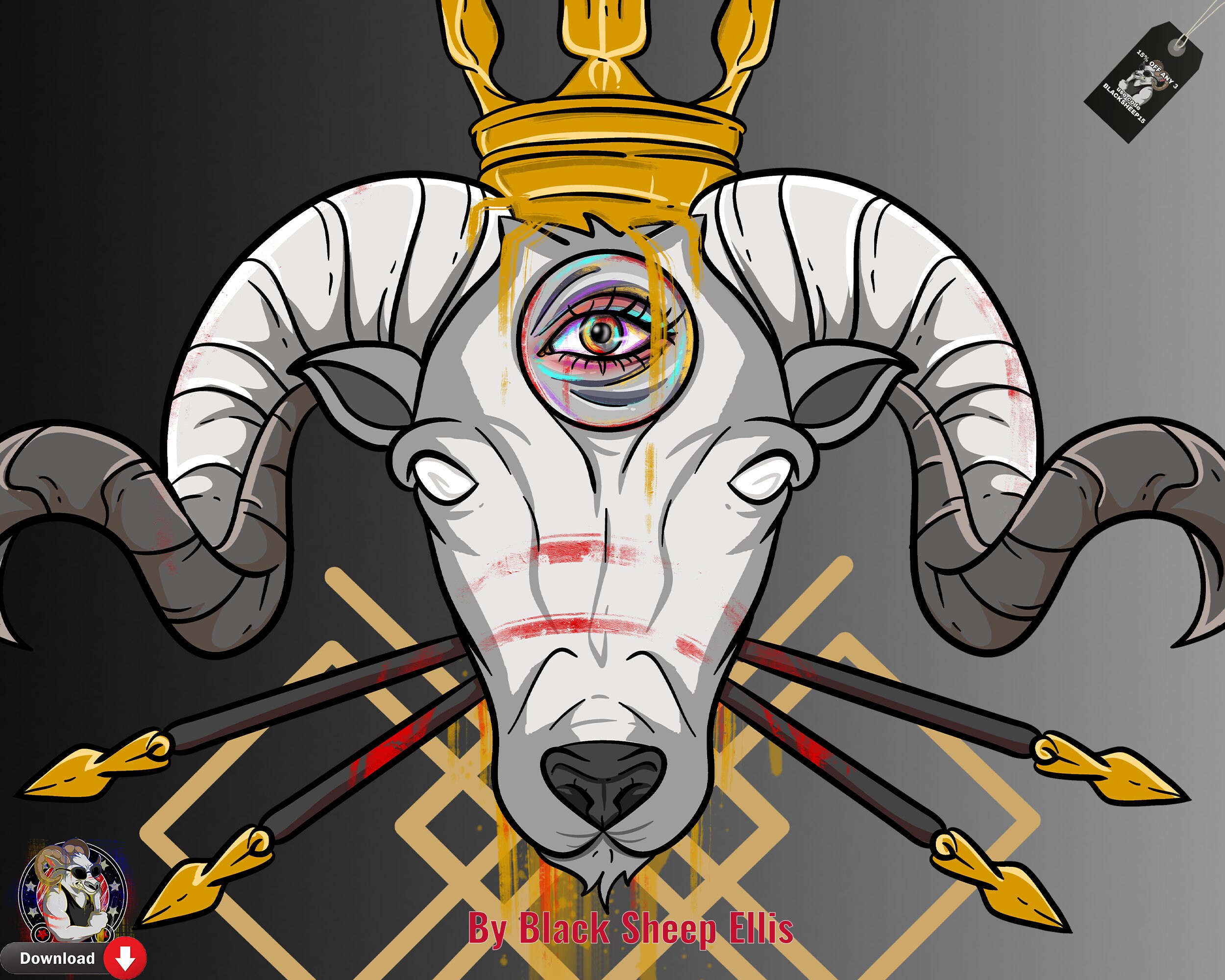 Satanic Ram Head Drawing
