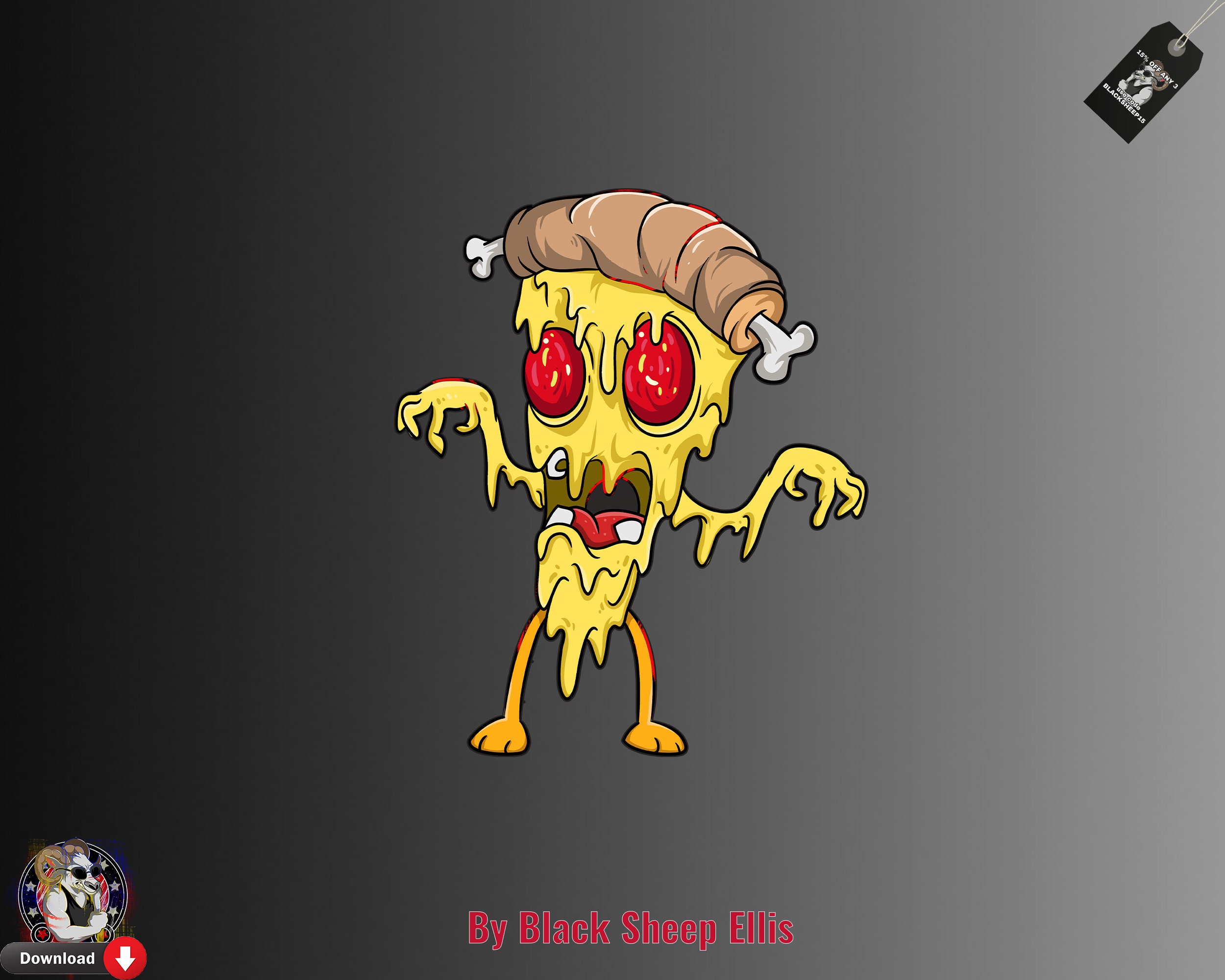 Zombie Pizza Art Print Pizza Slice Printable Creepy Pizza - Etsy