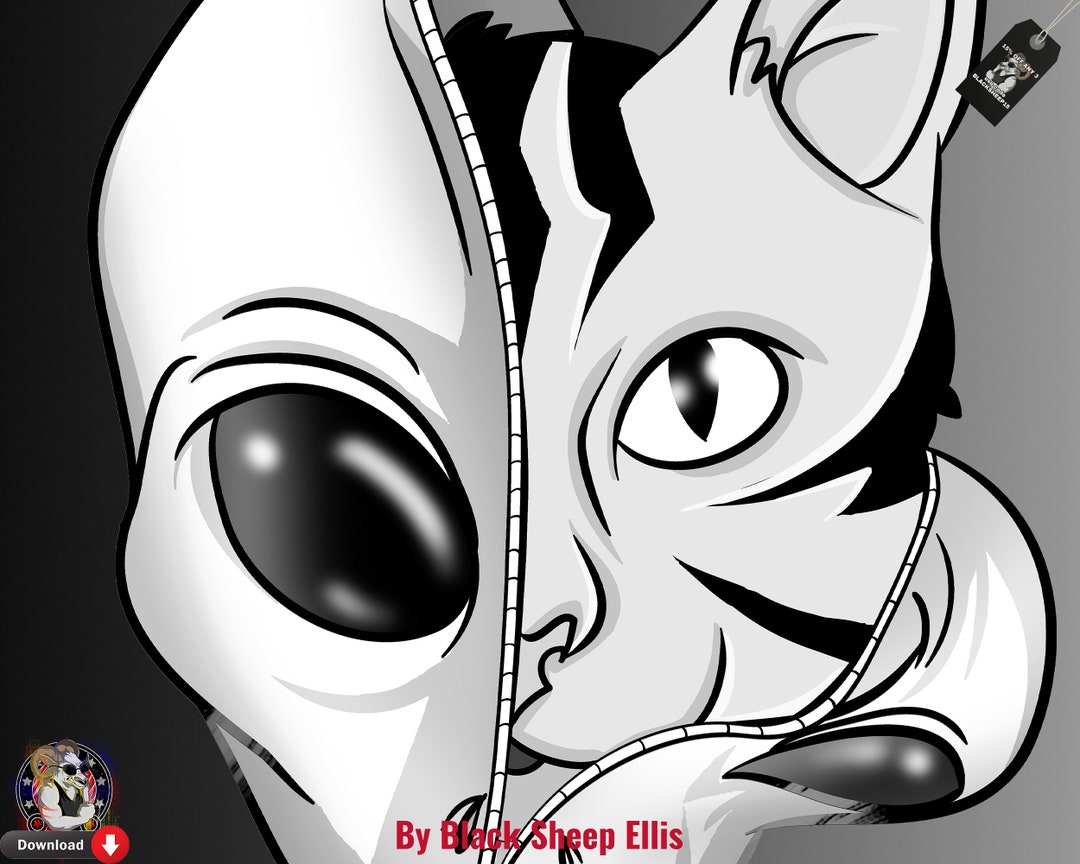 Printable Cat Clip Art Alien Print Poster/clipart/decal Sticker for ...