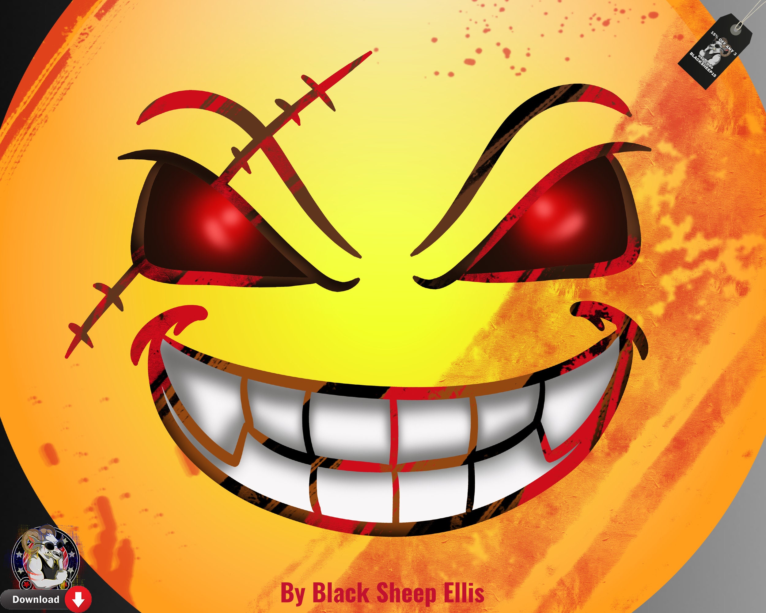 Evilsmileyfaceclassicroundsticker