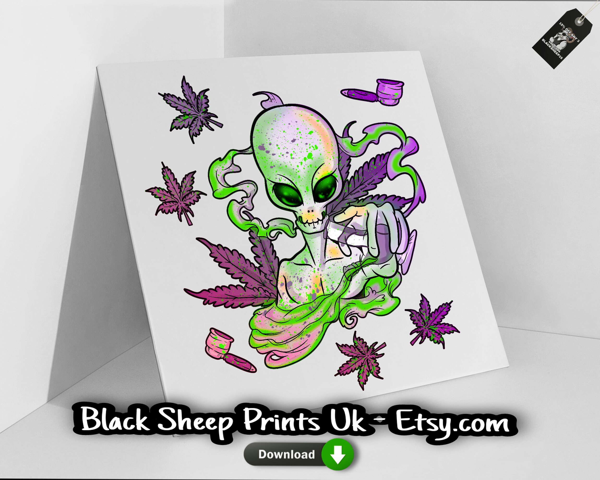 Alien Graffiti Printable 420 Street Art Stoner Alien Print - Etsy