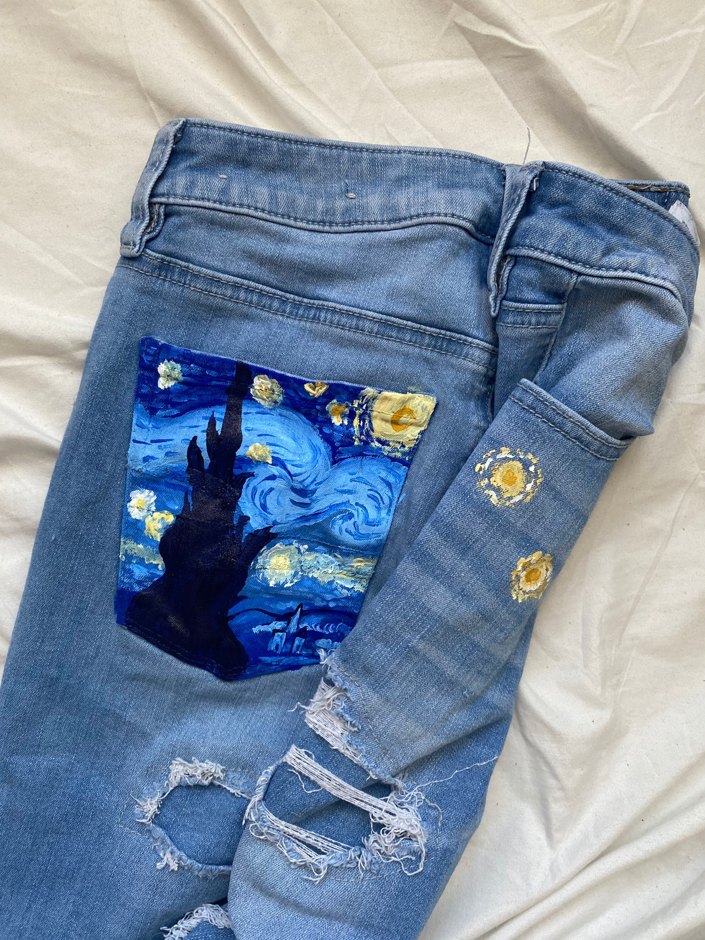 Custom painted jeans | Etsy
