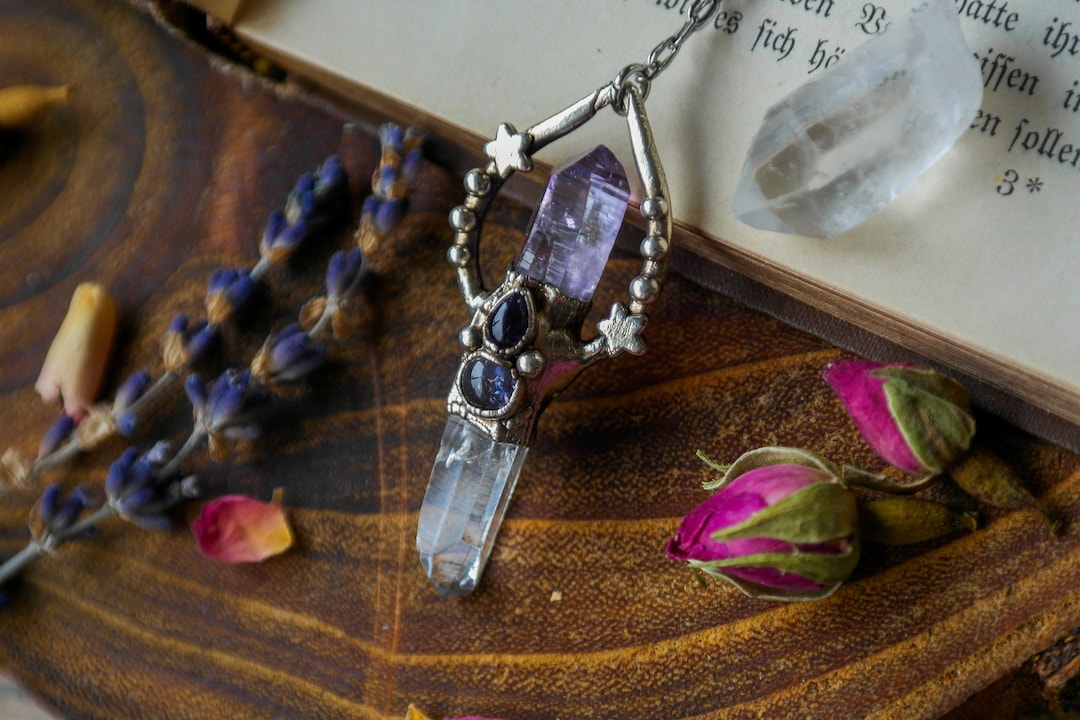Magic Crystal Necklace With Amethyst and Rock Crystal, Iolite, Vera ...