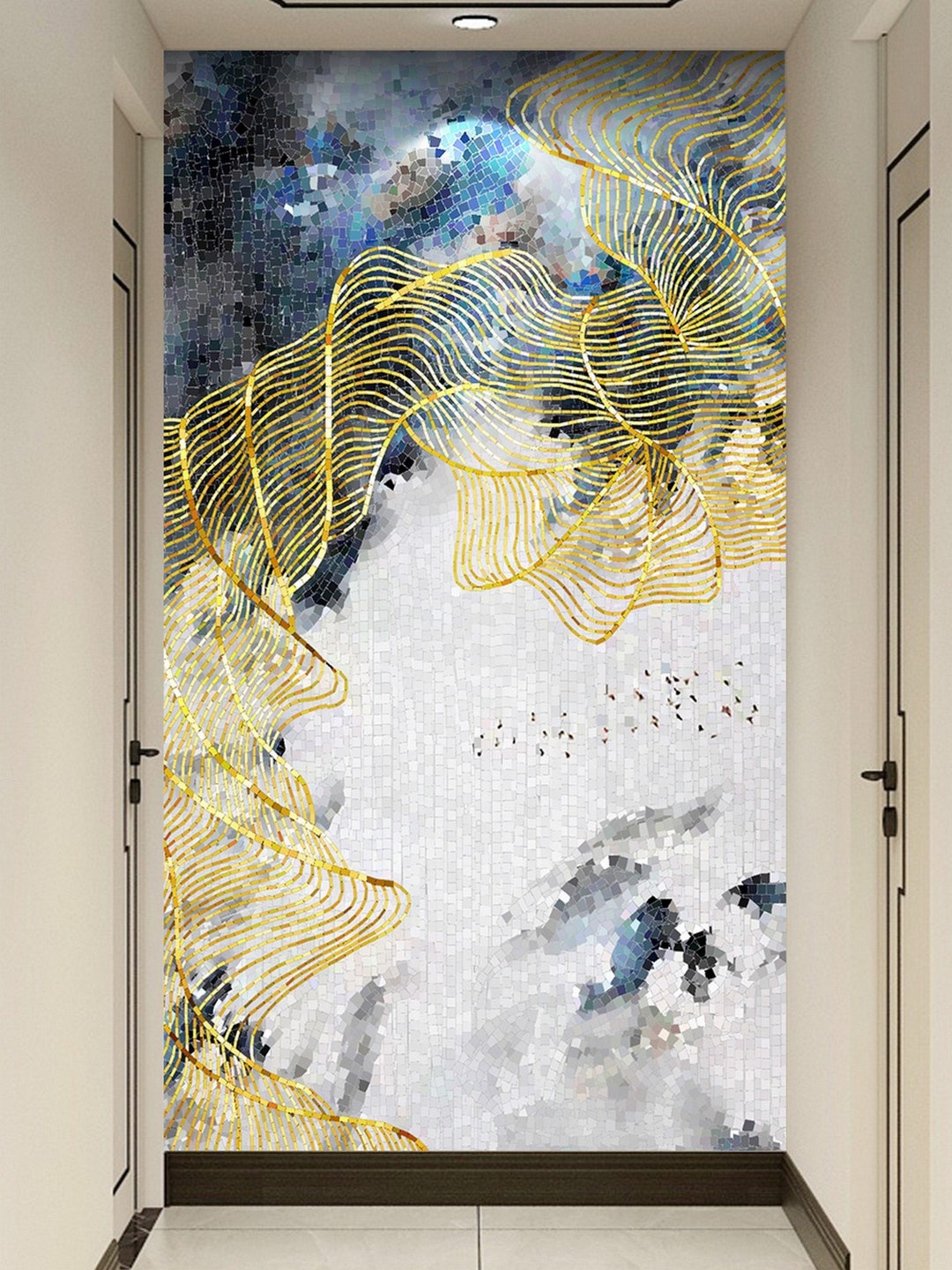 Mosaic Golden Line Mosaic Wall Art Mosaic Wall Art Mosaic - Etsy