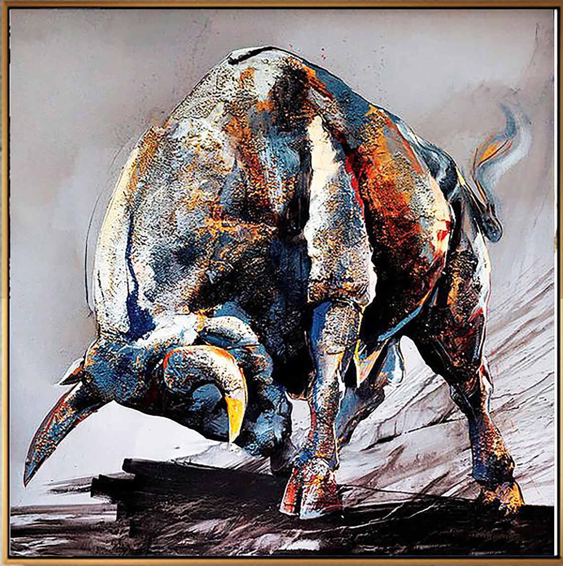 Bull painting Abstract bull Hand-painted American bull lucky | Etsy