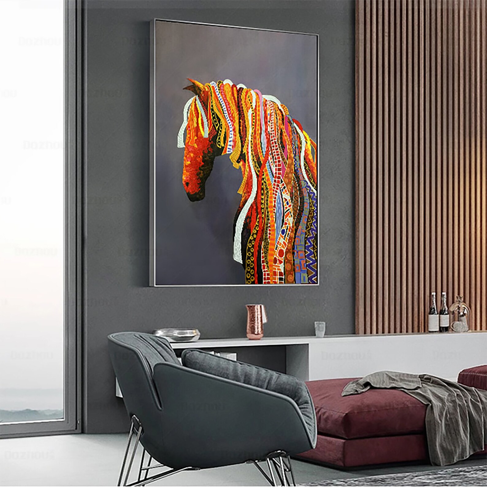 Horse Painting Multi Color Animal Painting Luxury Decor Success Gift ...