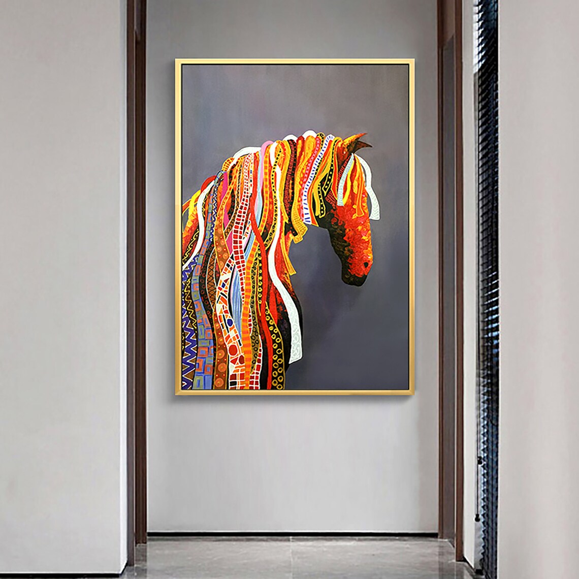 Horse Painting Multi Color Animal Painting Luxury Decor | Etsy