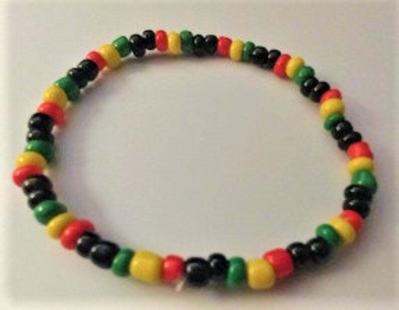 Rasta Reggae Glass Beads Bracelet - Etsy