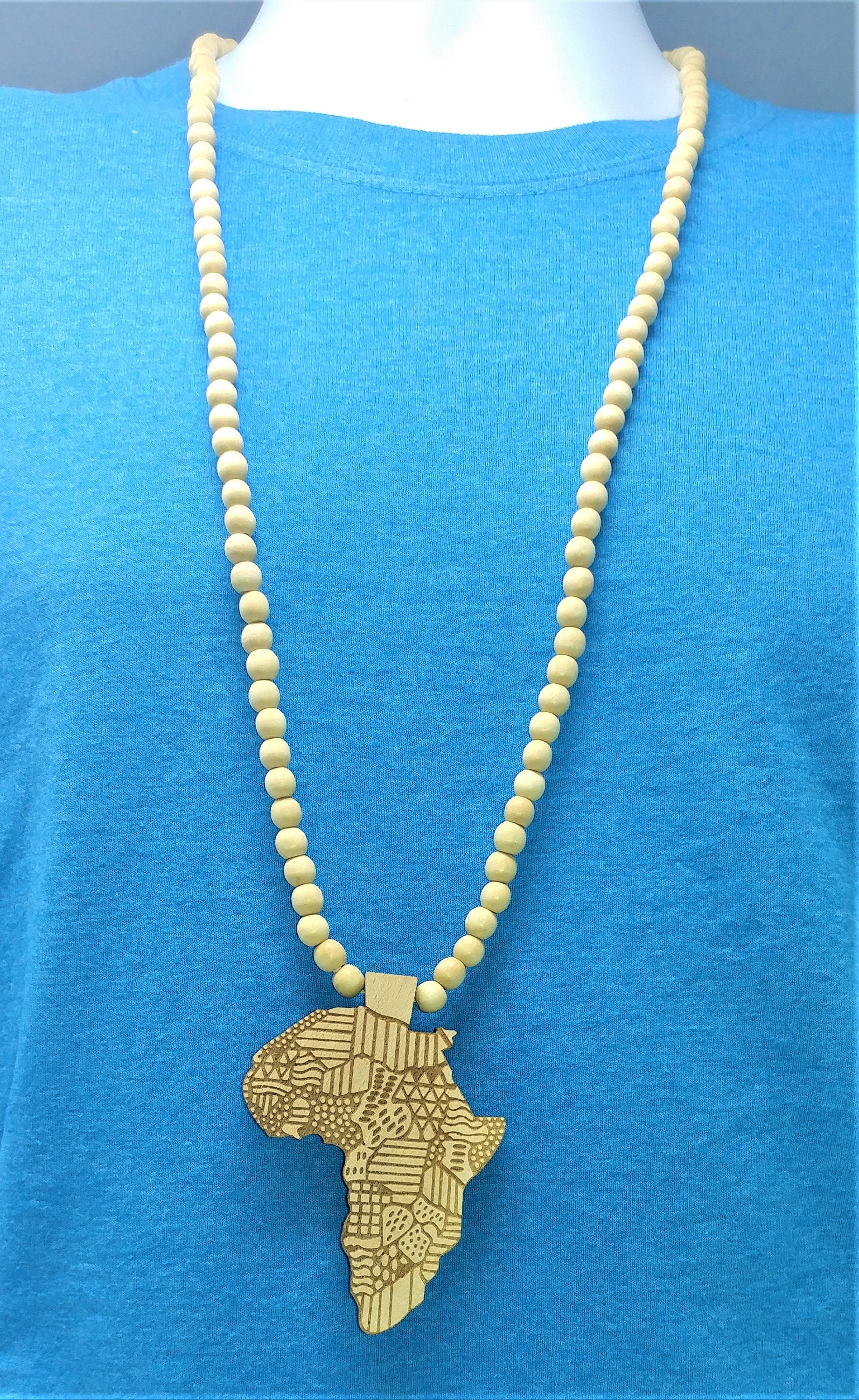 African Maps Wooden Beaded Necklace - Etsy