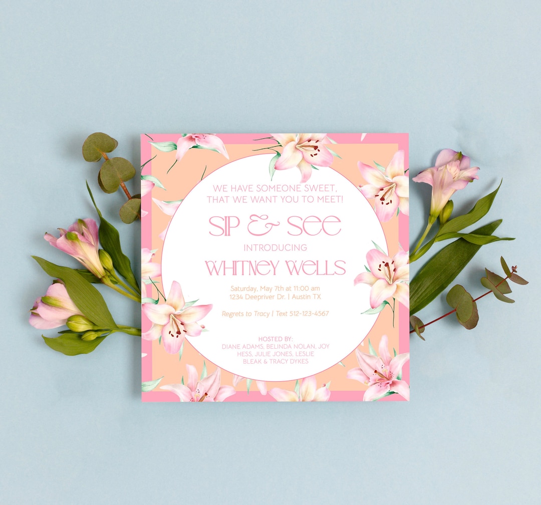 New Baby Sip and See Invitation, New Baby Girl Sip and See Invitation ...