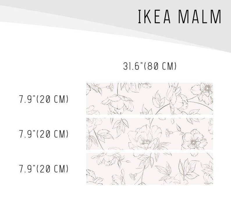 IKEA MALM Dresser Sketched Flowers , Removable Ikea Decals, Furniture ...