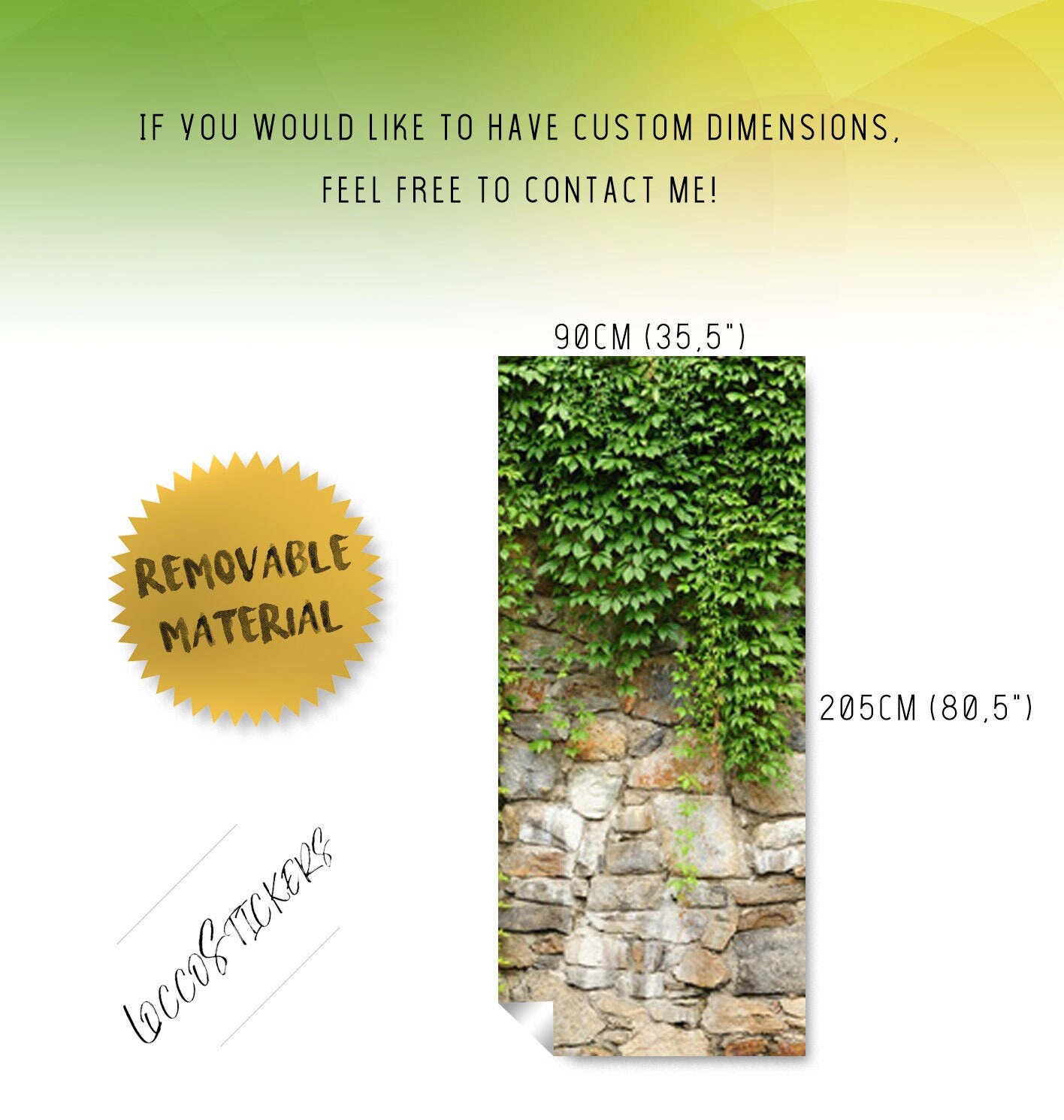 Ivy on the Wall Door Mural Self Adhesive Door Wrap, Removable Peel ...