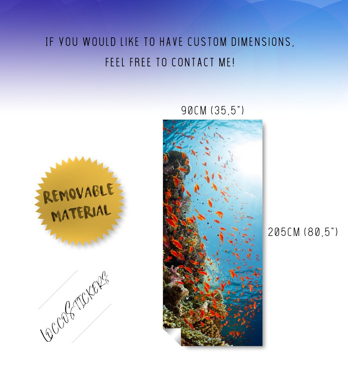 Underwater Reef Coral Door Mural Self Adhesive Door Wrap, Removable ...