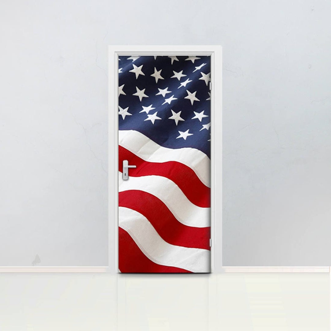 American Flag Door Mural Self Adhesive Door Wrap, Removable Peel ...