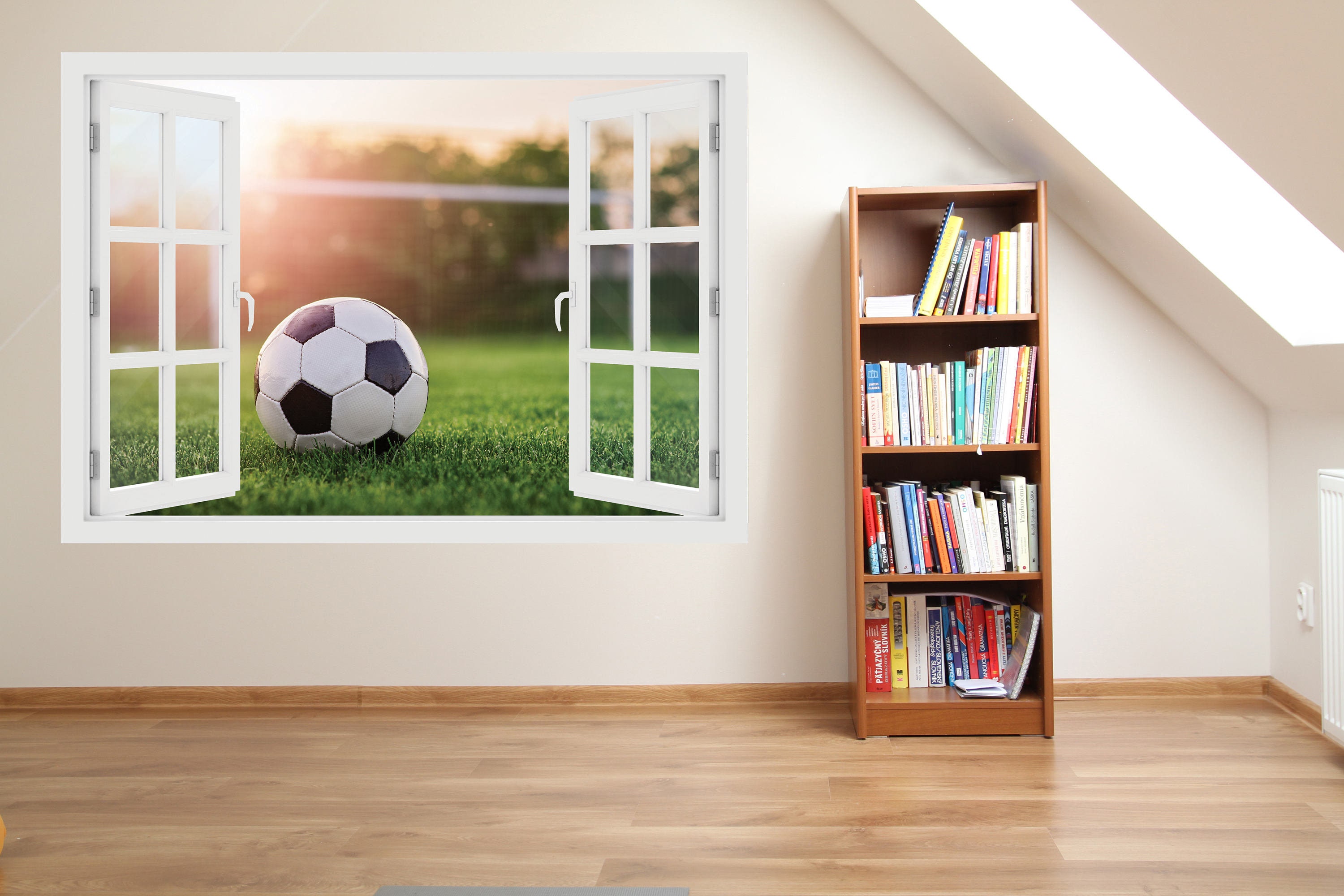 3D Window Football Soccer Wall Decal Vinyl, 3D Wall Art, Vinyl Peel and ...