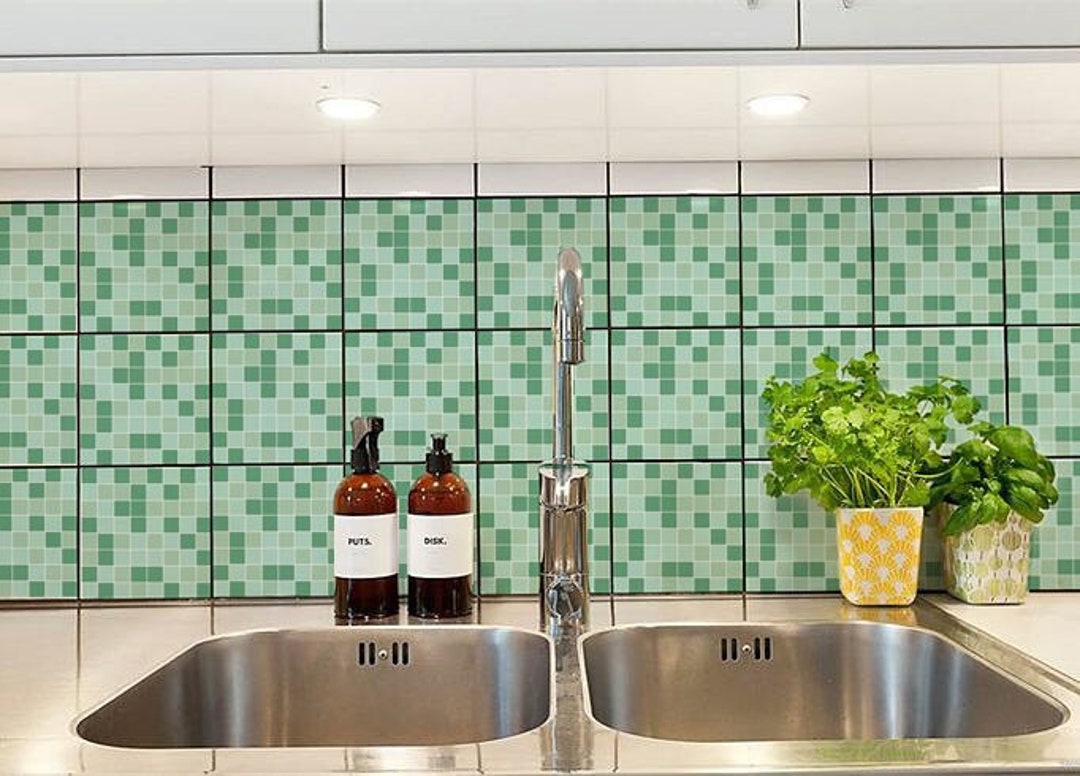 Spring Green Decal Aqua, Tile Decals, Tile Stickers, Traditional Tiles ...