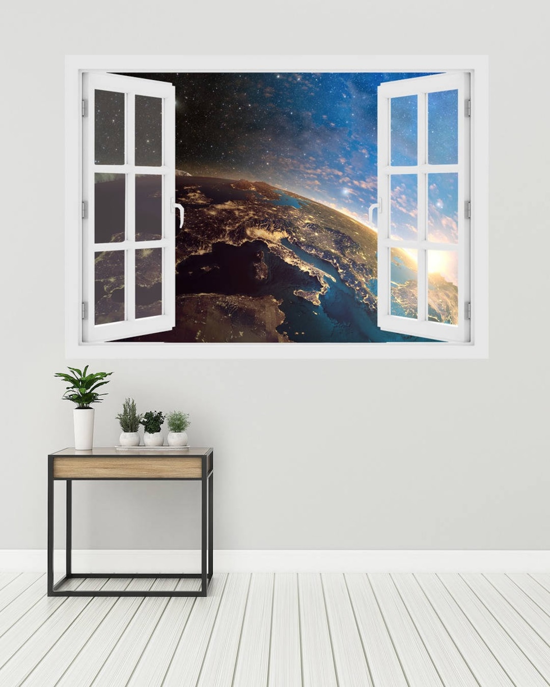 3D Window View of the Earth From Space, Wall Decal Vinyl, 3D Wall Art ...
