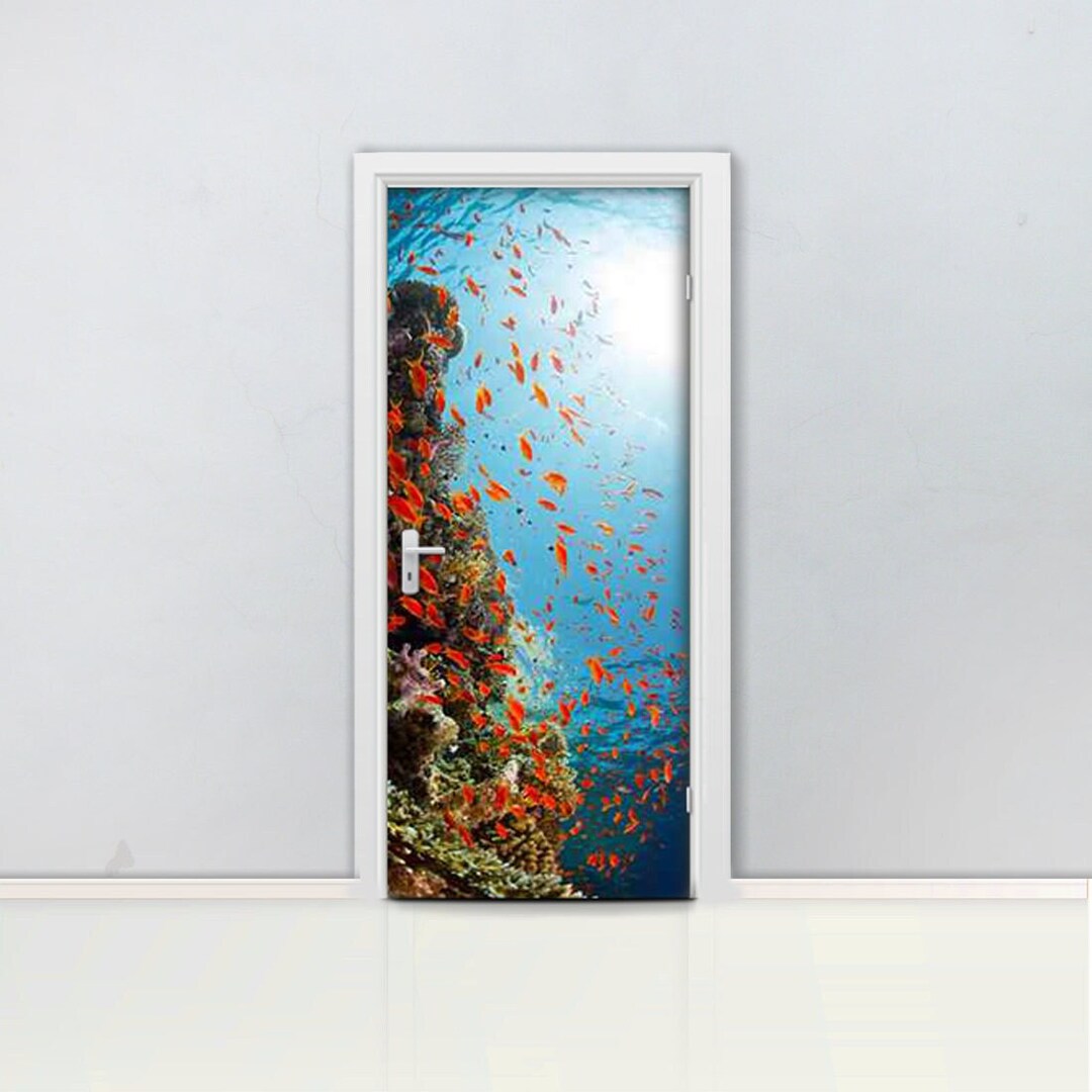 Underwater Reef Coral Door Mural Self Adhesive Door Wrap, Removable ...