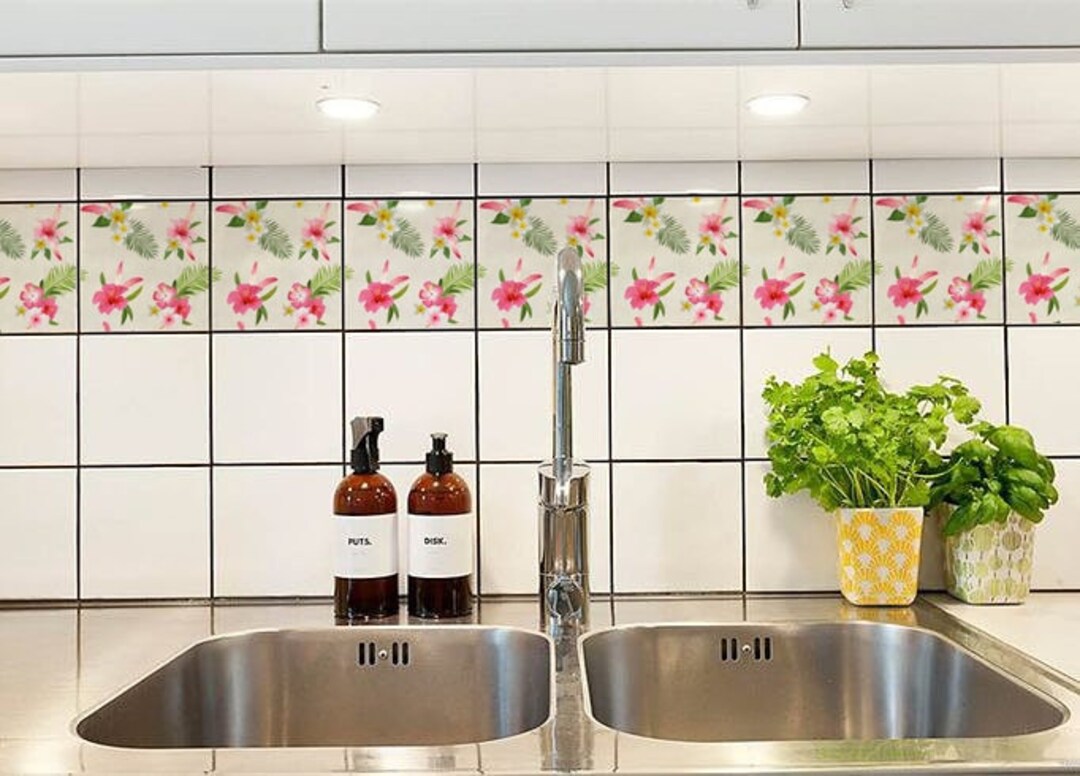 Exotic Feathered Flowers, Tile Decals, Tile Stickers, Traditional Tiles ...