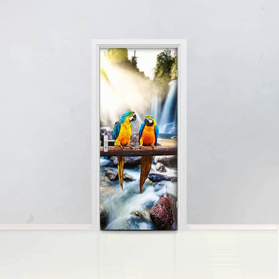 Parrots Door Mural Self Adhesive Door Wrap, Removable Peel & Stick Door ...