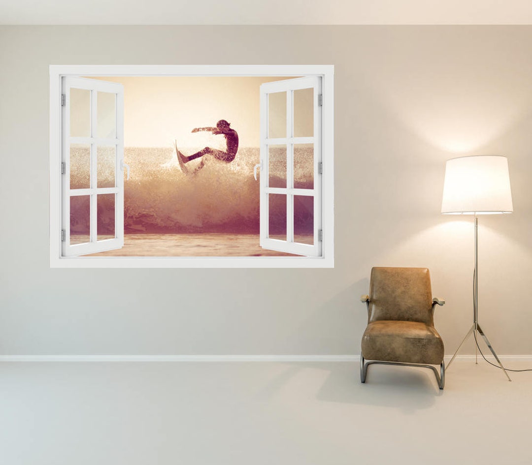 3D Window Surfer Wall Decal Vinyl, 3D Wall Art, Vinyl Peel and Stick ...