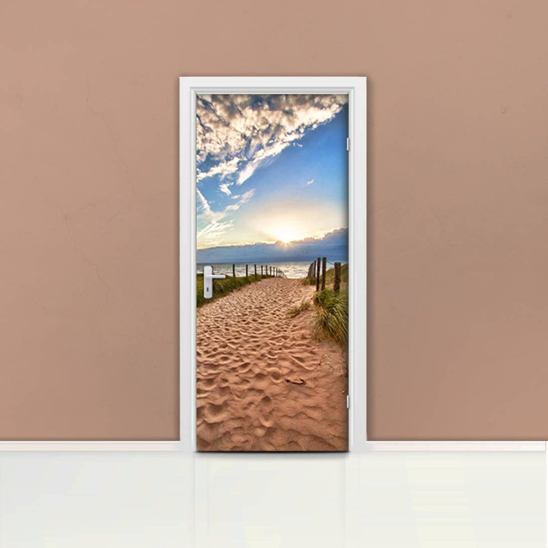 Sunset and Pathway Door Mural Self Adhesive Door Wrap, Removable Peel ...