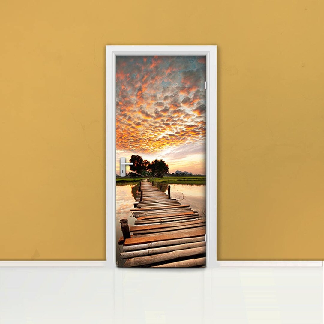 3D Bridge Door Mural Self Adhesive Door Wrap, Removable Peel & Stick ...