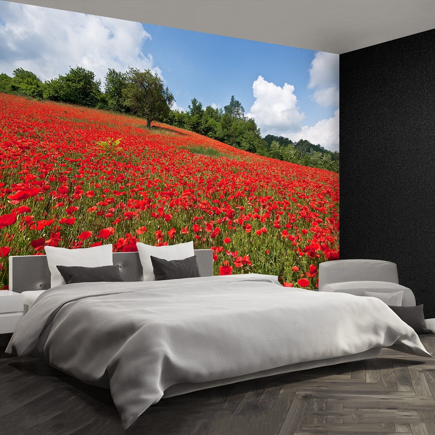 Poppy Field Self Adhesive or Paste & Glue Wallpaper | Wall Mural Poppy ...