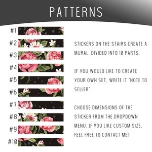 10 Strips of Stair Riser - Roses and Flowers, Removable Sticker Peel ...