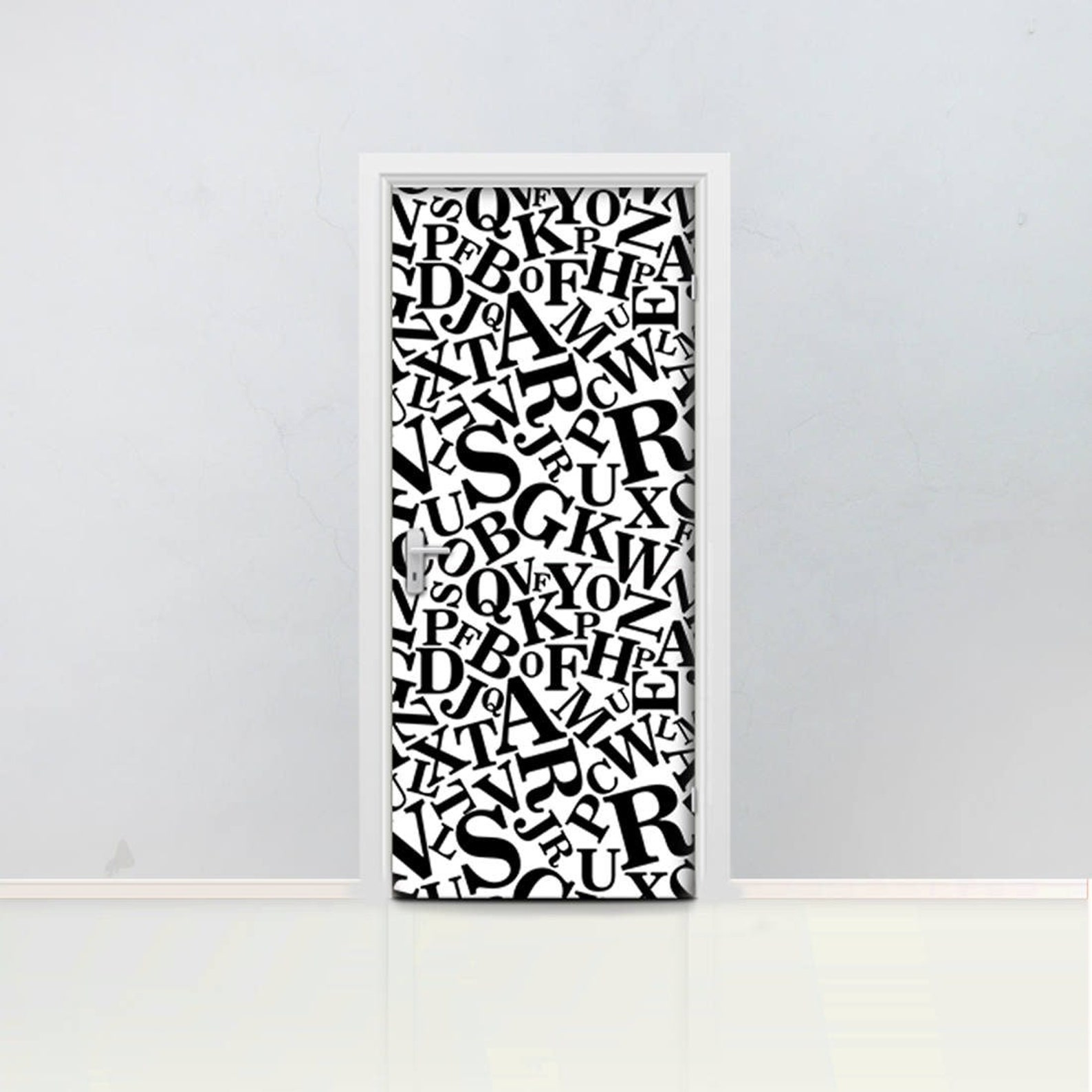 Letter Door Mural Self Adhesive Door Wrap, Removable Peel & Stick Door ...