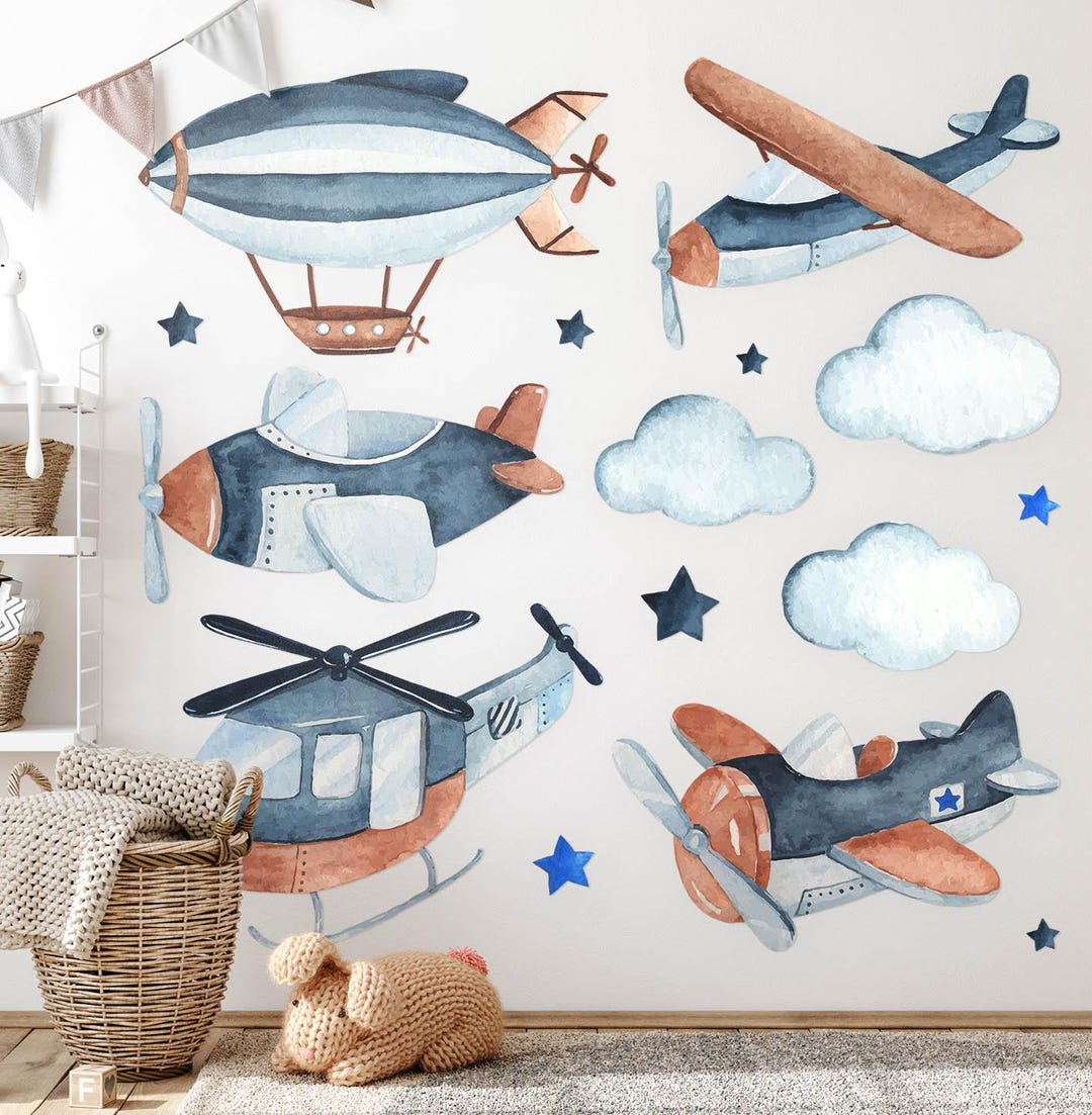 Air Transport Wall Stickers for Children's Room, Navy Kids Room Decor ...