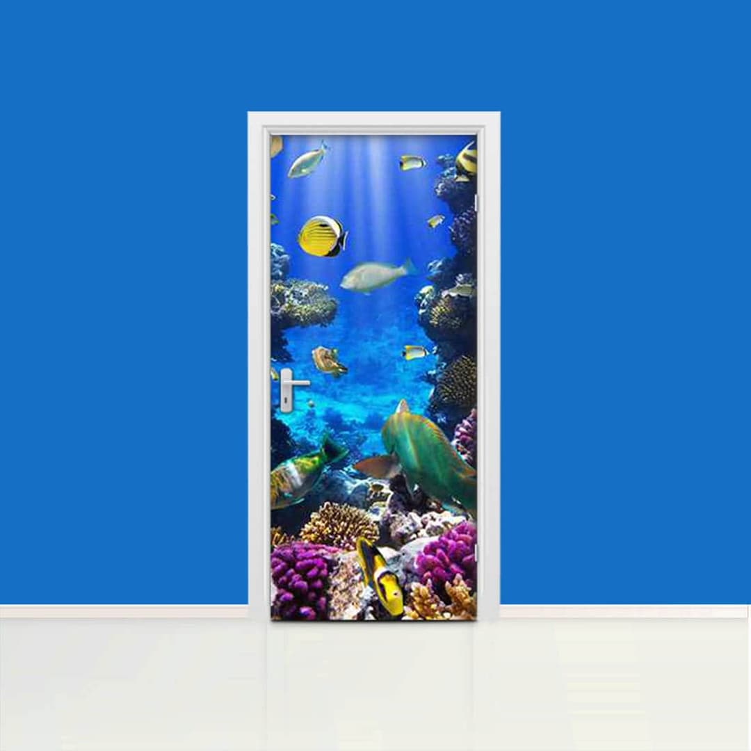 Underwater Reef Door Mural Self Adhesive Door Wrap, Removable Peel ...