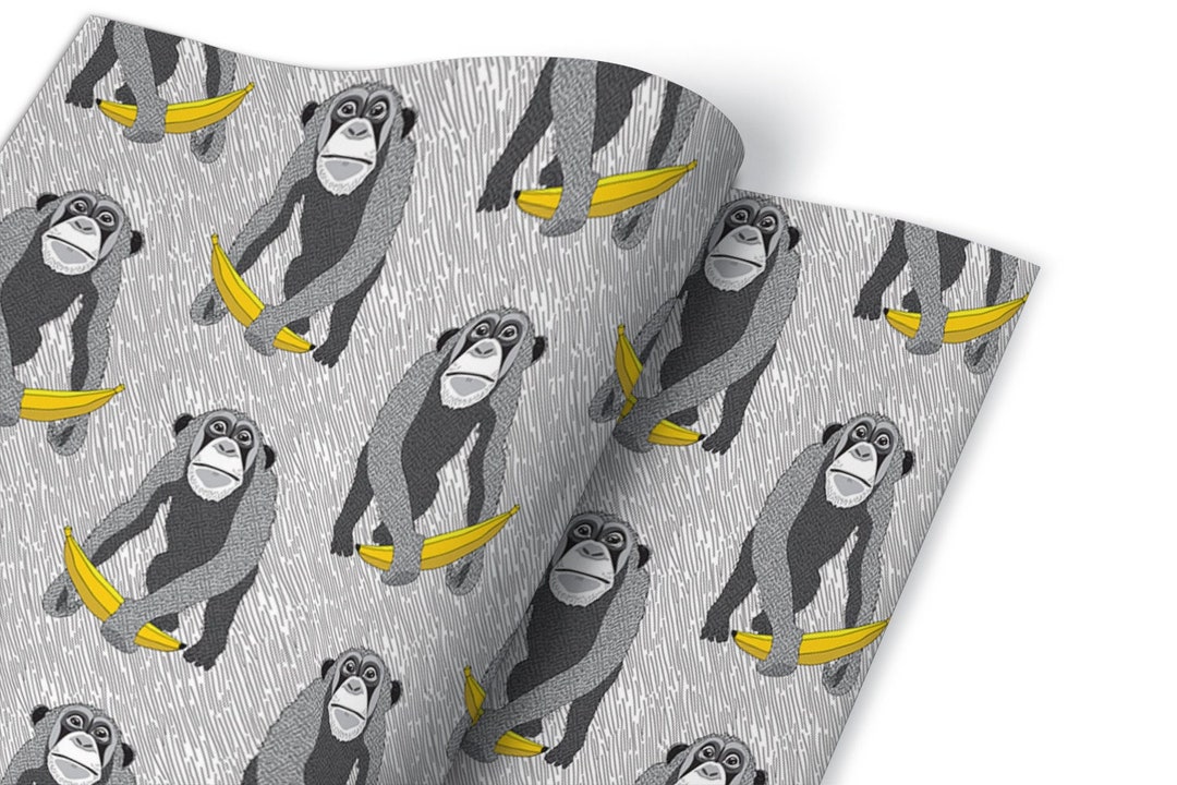 Monkey Chimpanzee Banana Furniture Veneer, Self Adhesive, Waterproof ...