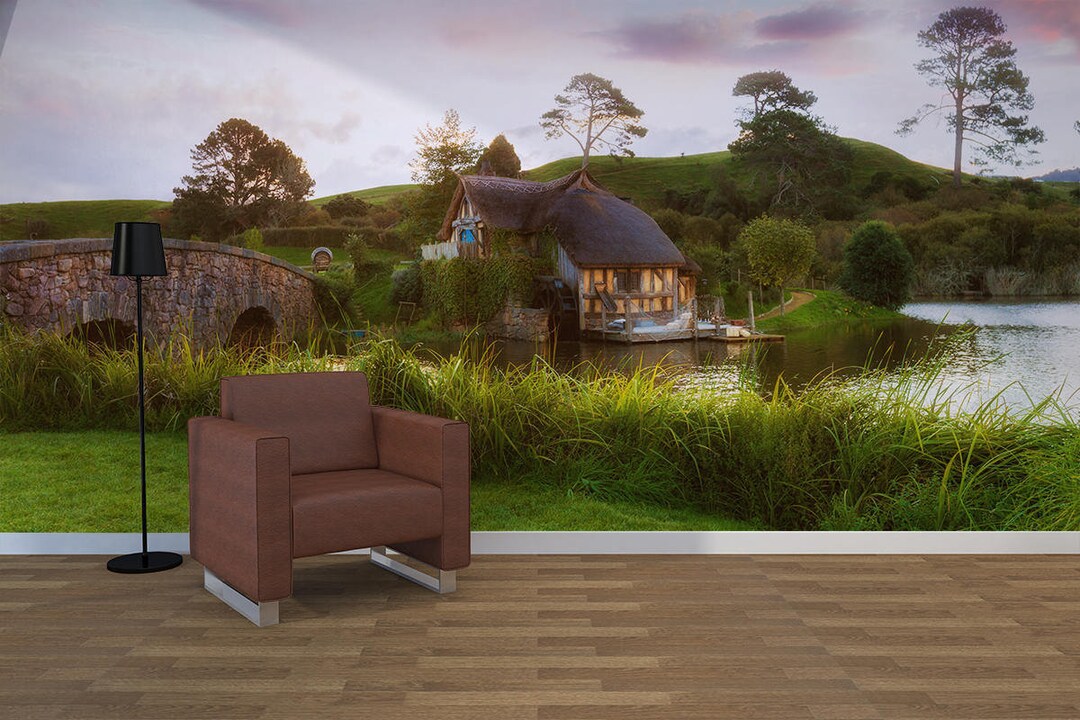 Hobbiton in Shire Photo Wallpaper, Removable Wall Wallpaper, Peel and ...