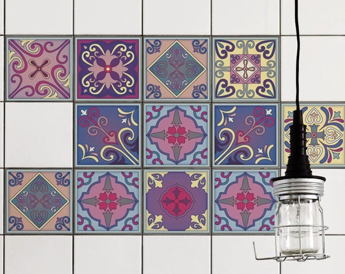 Colorful Spanish Tile Decals, PACK OF 24, Removable, Traditional Old ...