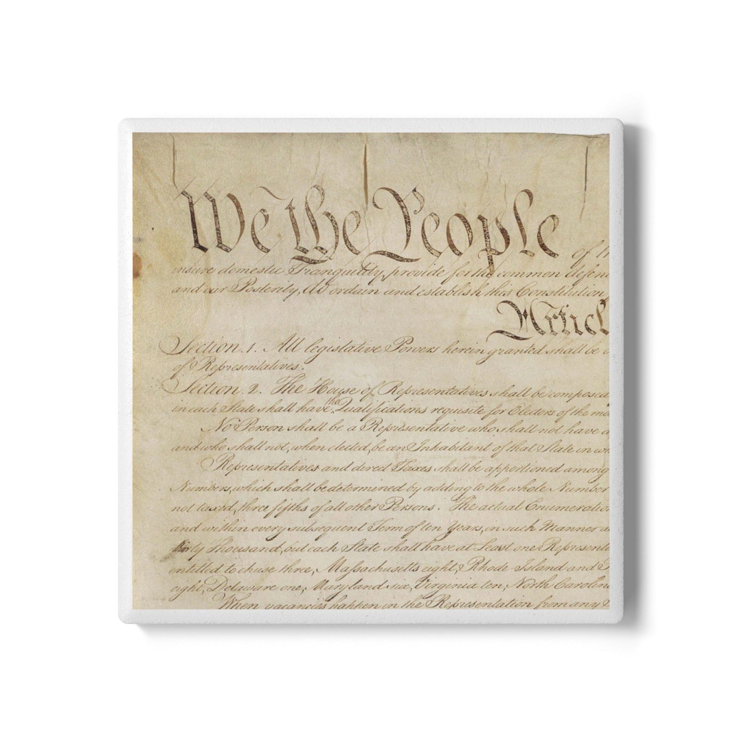 We the People Parchment Document Ceramic Coaster | Constitution Decor ...