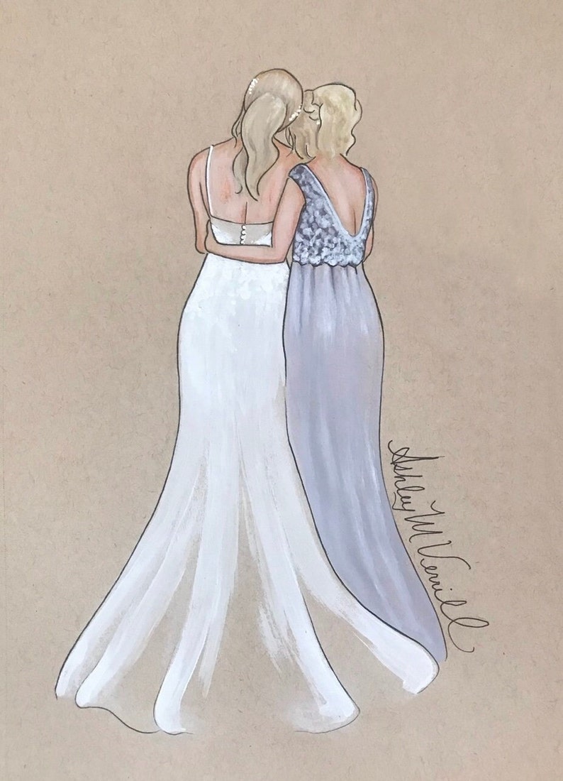 Custom Mother of the Bride Wedding Illustration, Size 9 X 12 Wedding ...
