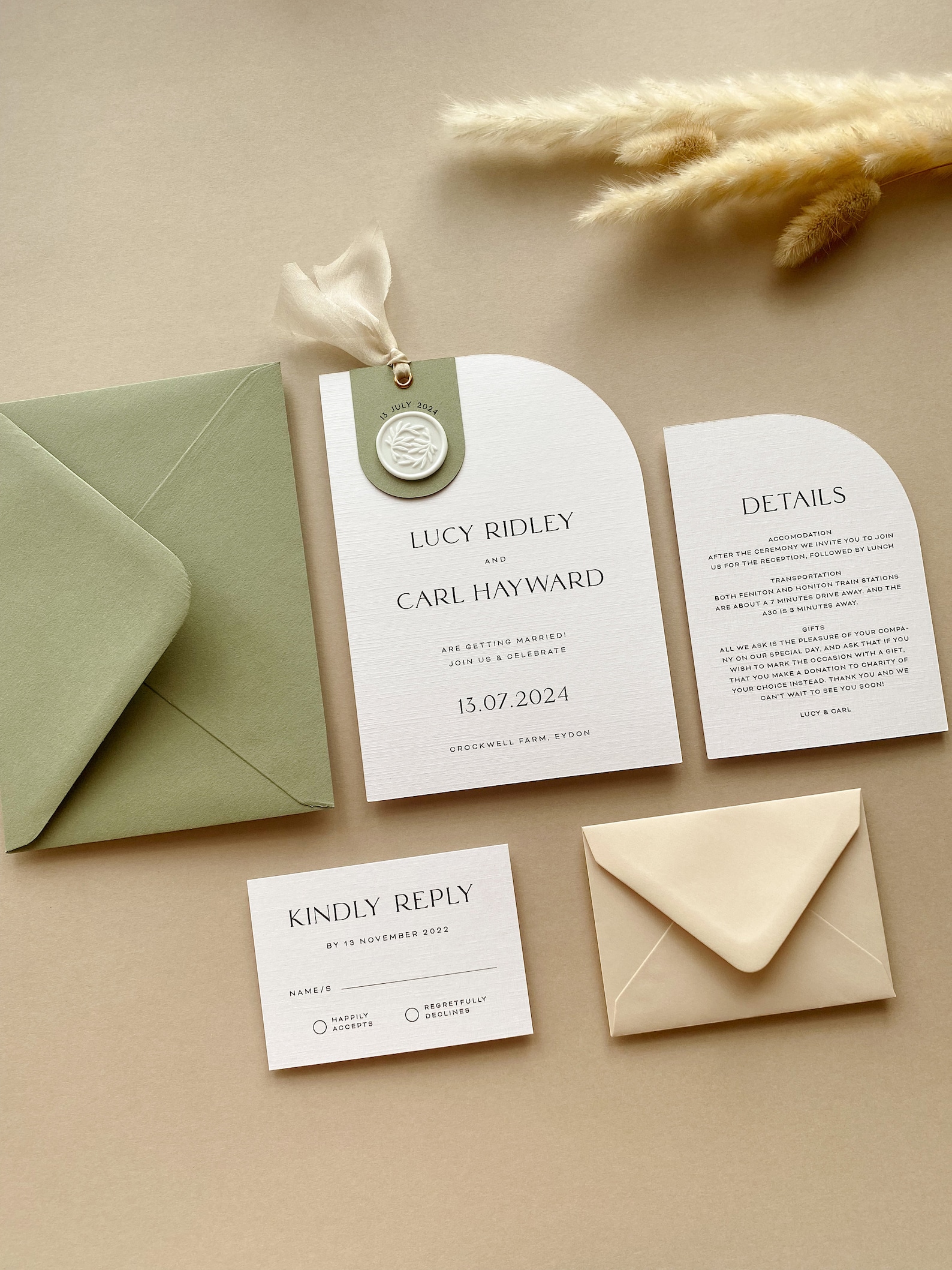 BRONTË Minimal Half Arch Wedding Invitation Suite Modern - Etsy UK