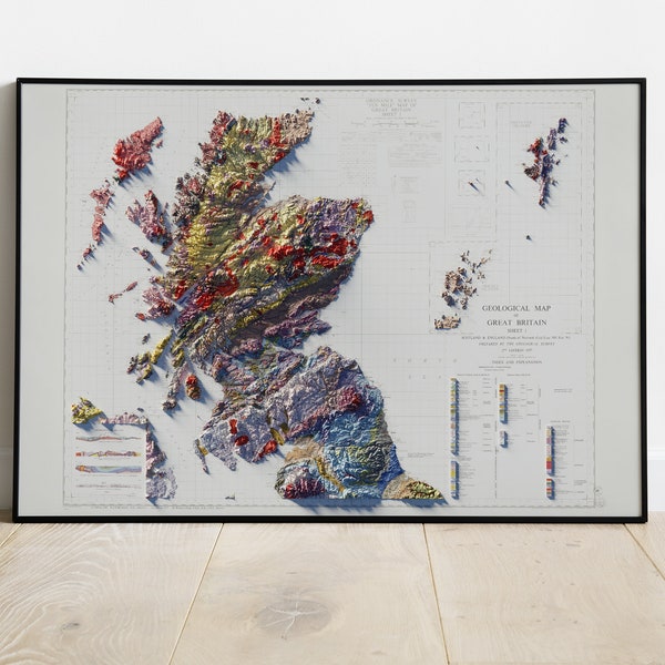 Geological Map of Scotland - Etsy UK
