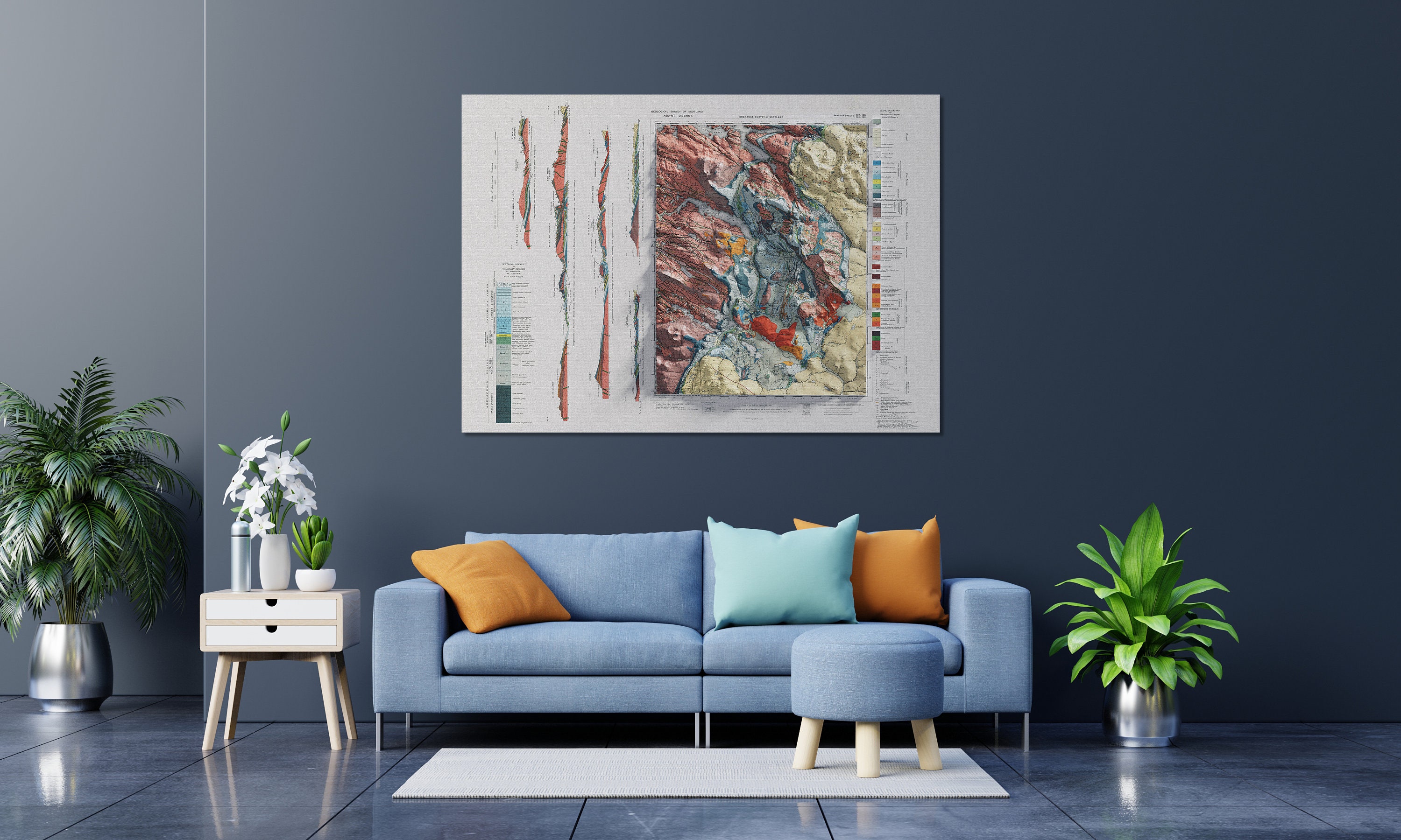 Assynt scotland 3D Effect Geological Map - Etsy UK